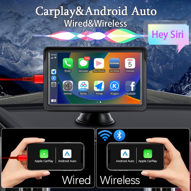 CarPlay Android Auto Car Rádio Multimídia 7 Polegadas Tela Sensível ao Toque com Controle Remoto ...