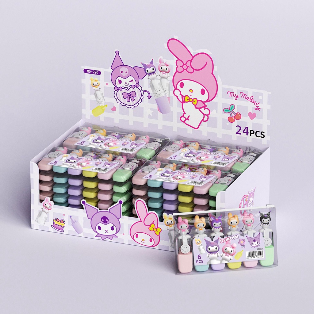 Desenho animado bonito Sanrio Mini 6-Color Highlighter Set Marcador de ...