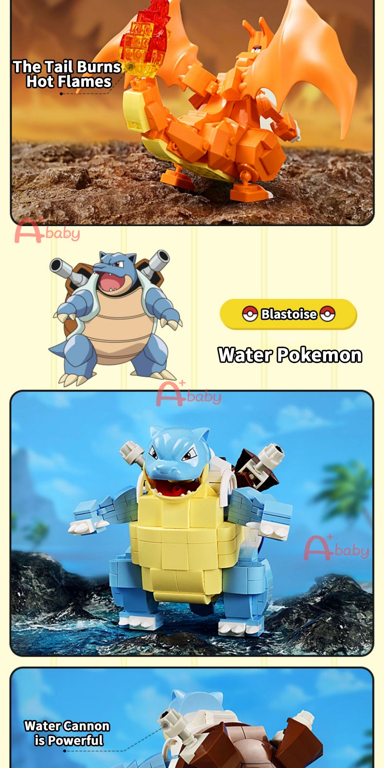 Keeppley Pokemon Blocos De Construção (Charizard/Blastoise/Pikachu ...