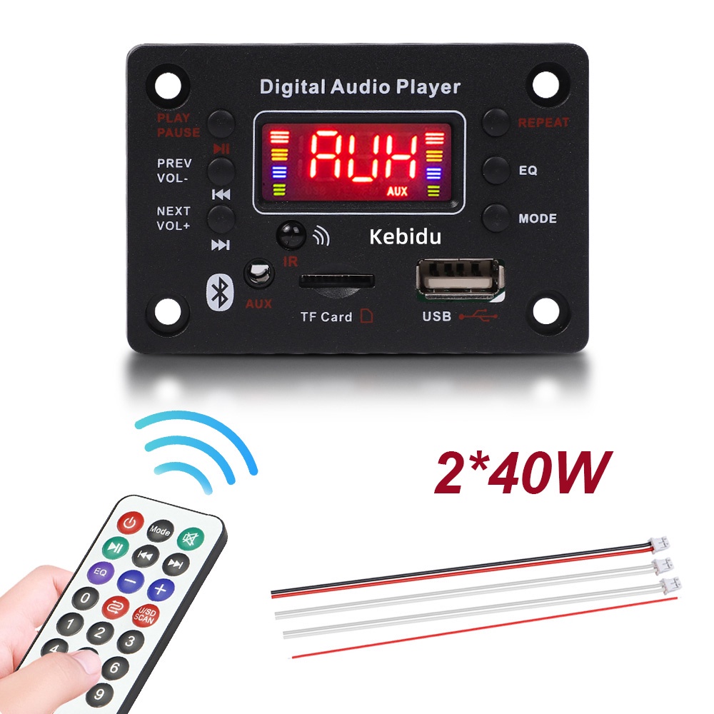 80W Amplificador Placa Decodificadora 5V/12V/Micro USB/AUX 3 5MM/TF/MP3 ...