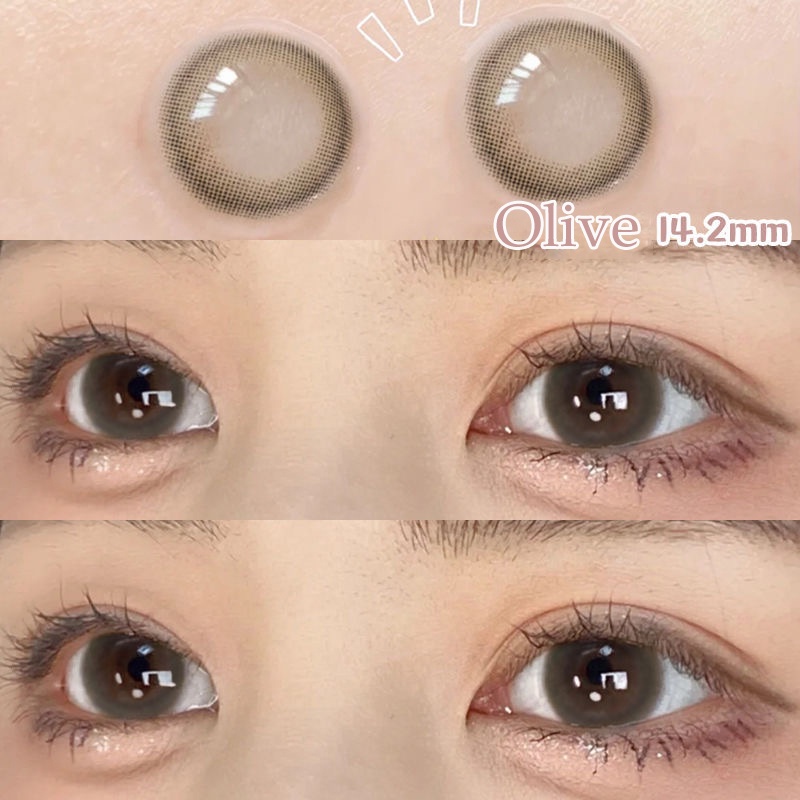 1 Lente De Contato Colorida De Par Verde Oliva/LULU Pink DIA 14,20mm ...
