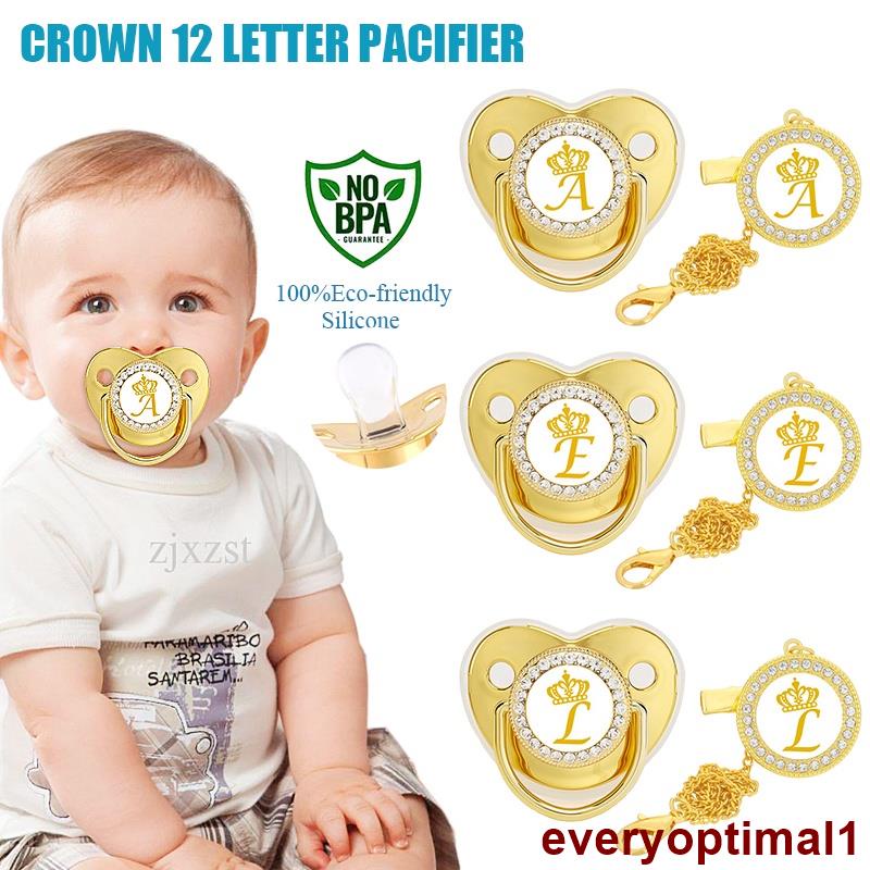 Crown 26 Carta Pacifier Baby Diamond-Studded Silicone Dente Dourado ...