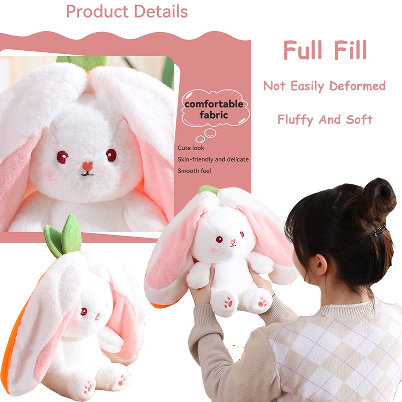 2 Em 1 Coelho Morango Plushies Toy Cute Rabbit Fruit Animal Stuffed ...